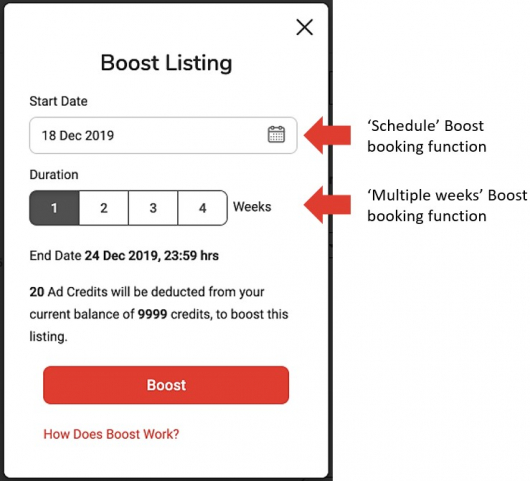 Changes on Boost booking functions